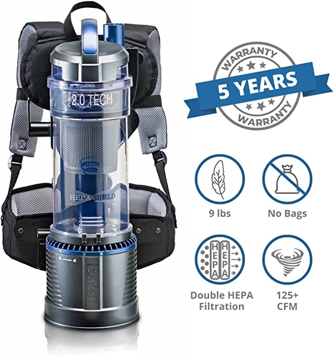 Lightweight Prolux 2.0 Bagless Upright Backpack Vacuum w/ Electric Pow ...